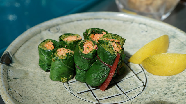Swiss Chard Wraps with Spinach-Walnut-Flax Seed Pesto and Poached ...